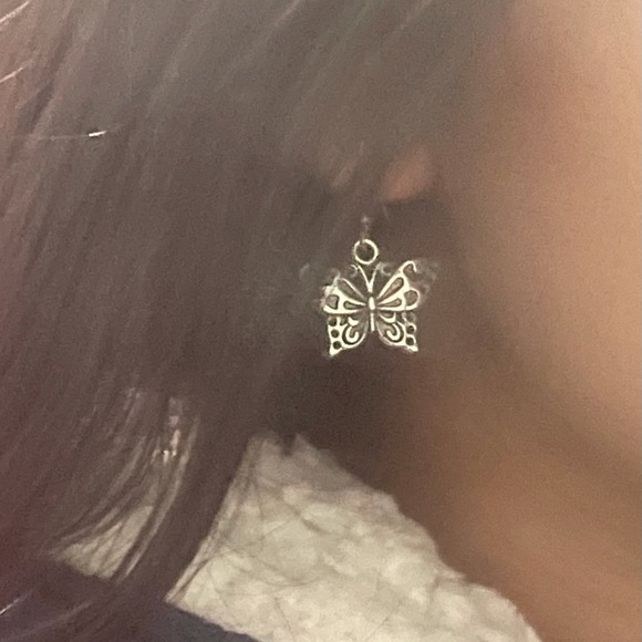 Hand Crafted | Jewelry | Silver Butterfly Charm Earrings | Poshmark